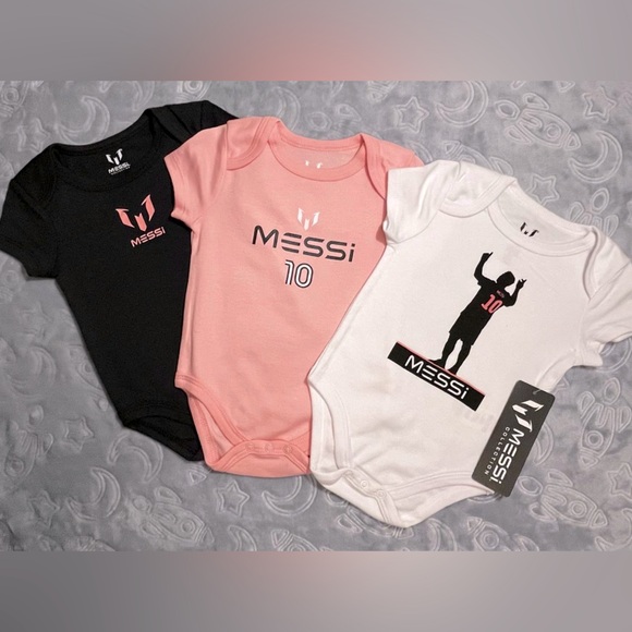 Messi Collection | One Pieces | Nwt Messi Baby Onesie Set Black Pink ...
